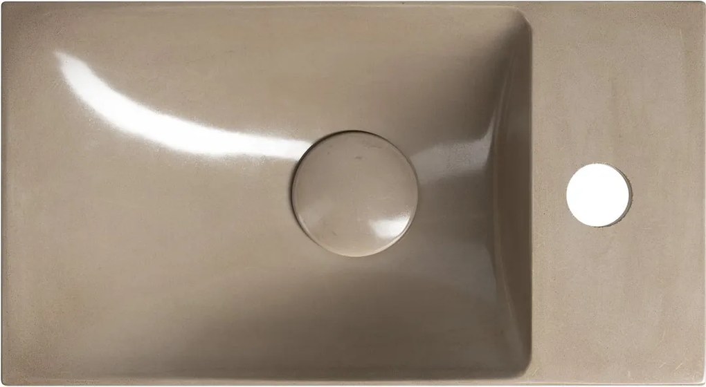 Sapho Agos betonové umývátko 40 x 22 cm s otvorem pro baterii bez přepadu levé/pravé písková lesk AS40014