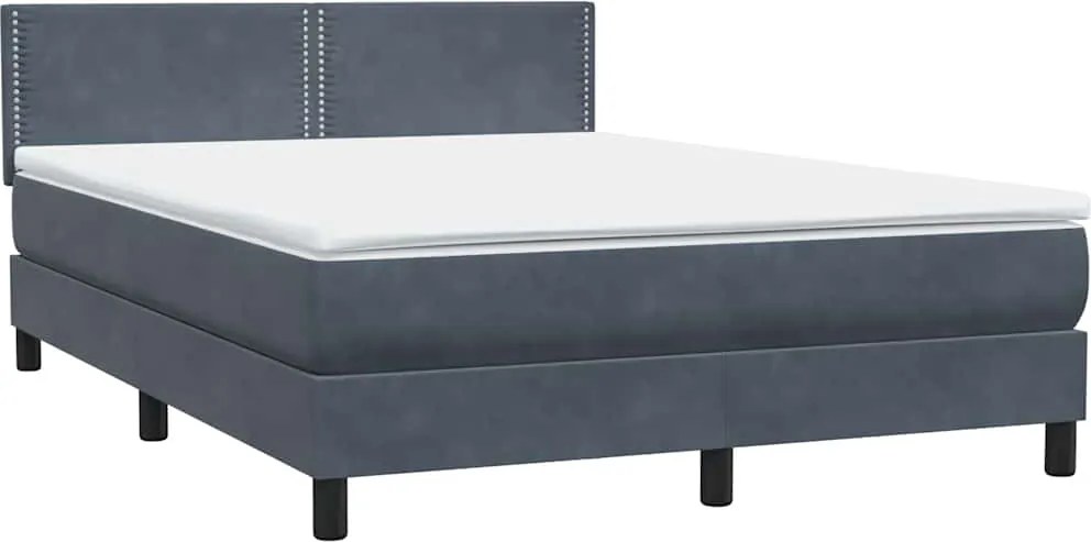Box spring postel s matrací a LED tmavě šedá 160x210 cm samet 3316792