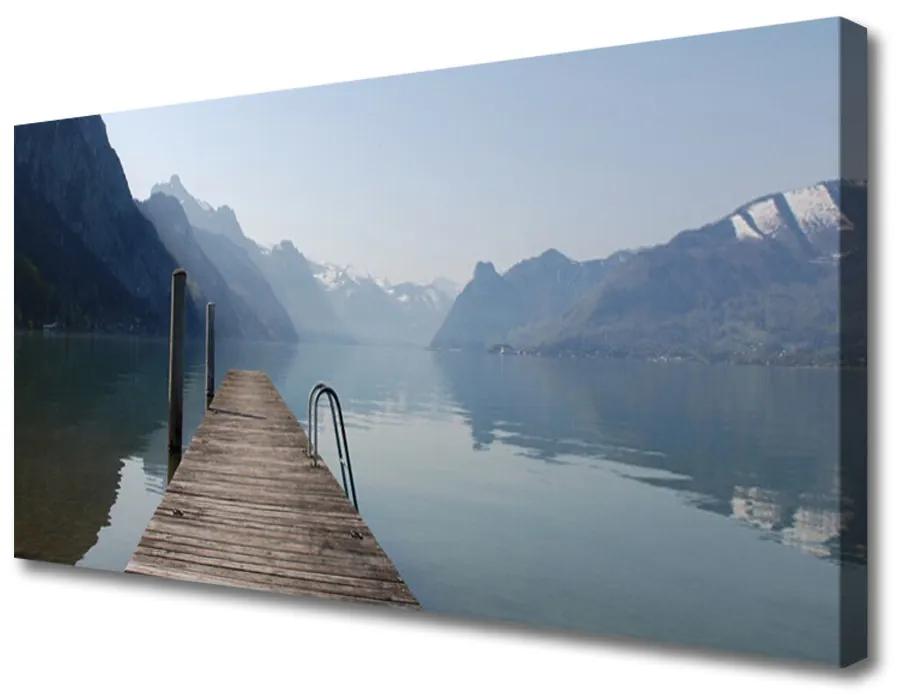Obraz na plátně Molo Jezero Hory Krajina 140x70 cm