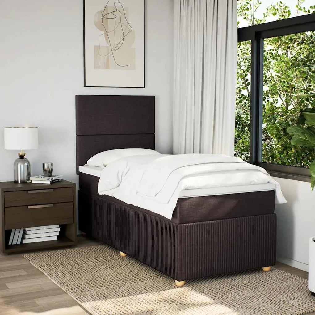 Box spring postel s matrací tmavě hnědá 90x200 cm textil 3294235