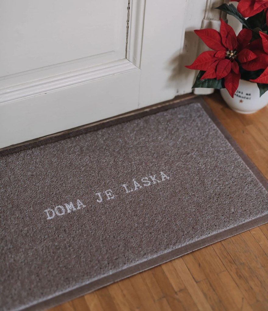 Artsy Doormats Rohožka Doma je láska, béžová barva, hnědá barva, plast