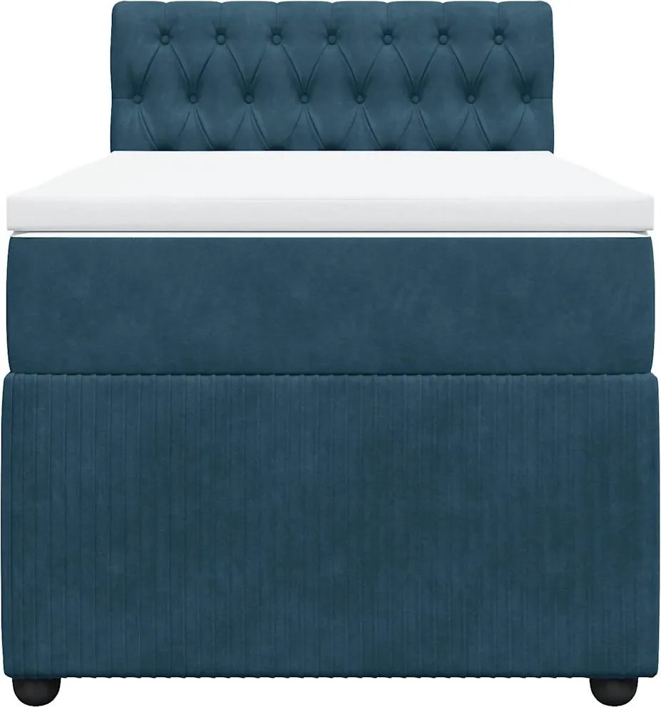 Box spring postel s matrací modrá 90 x 190 cm samet 3289924