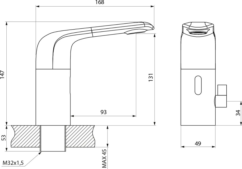 Sapho senzorová stojánková baterie s regulací teploty 6V DC (4xAA) chrom PS204