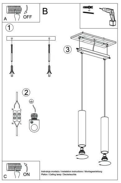 Sollux SL.0637 - Lustr na lanku LINO 2xGU10/40W/230V