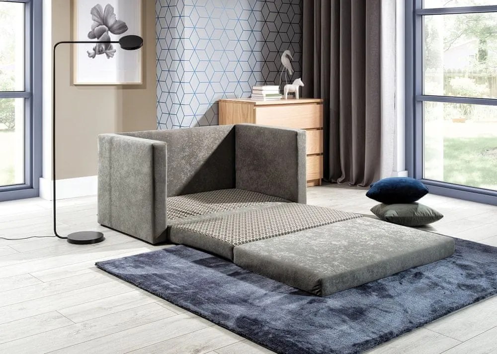 Nejlevnější nábytek Rozkládací pohovka UVIFORME 02 s dekorativními polštáři, světle šedá látka