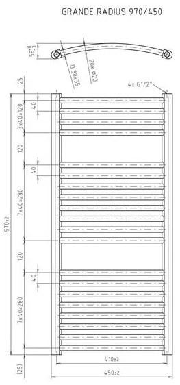 EBS Grande G4597OEW Radiátor elektrický, 45x97cm, bílá