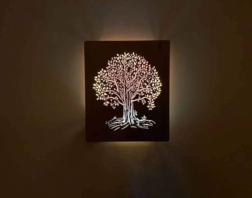 Li-Go "Lípa" světelný obraz s baterií 42x50 cm provedení povrchu: ořech