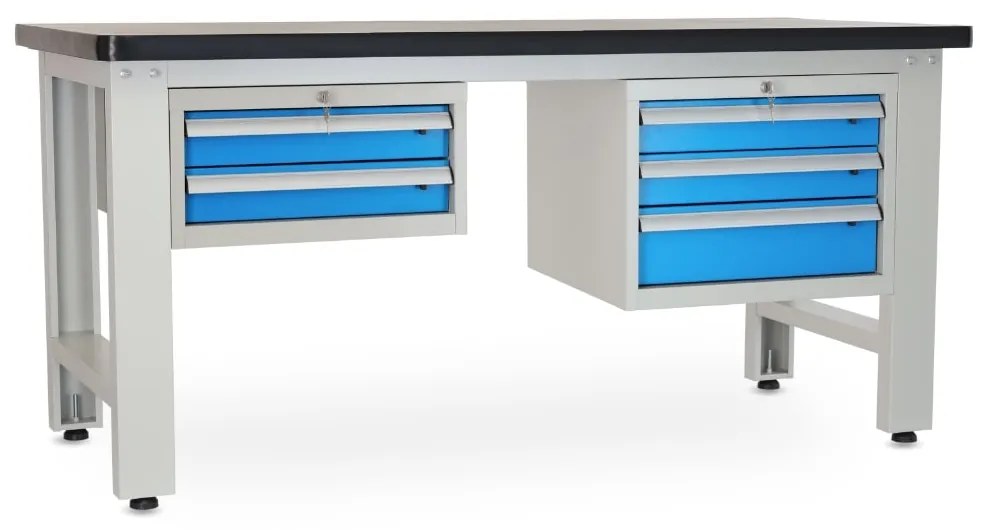 Dílenský stůl Solid MDF-23, 180 cm, 2 závěsné boxy, černá