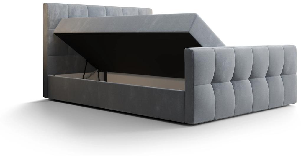 Manželská postel Boxspring 140 cm Macheta (tmavě šedá) (s matrací a úložným prostorem). 1046712