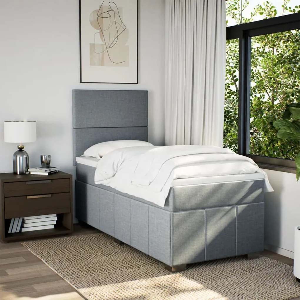 Box spring postel s matrací světle šedá 80 x 200 cm textil 3291488