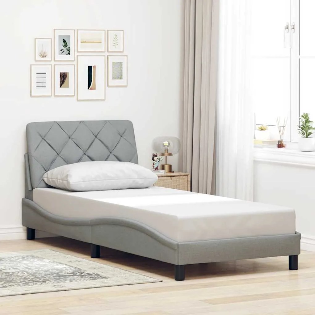 Rám postele s LED bez matrace Světle šedá 90x190 cm Látka 3310636