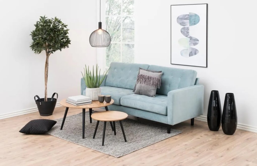 SCANDI Jasanový konferenční stolek Stanfield 80 cm s černou podnoží