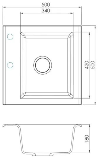 ALVEUS 1149113 - Kuchyňský dřez GEM 50x50 cm granit/černá