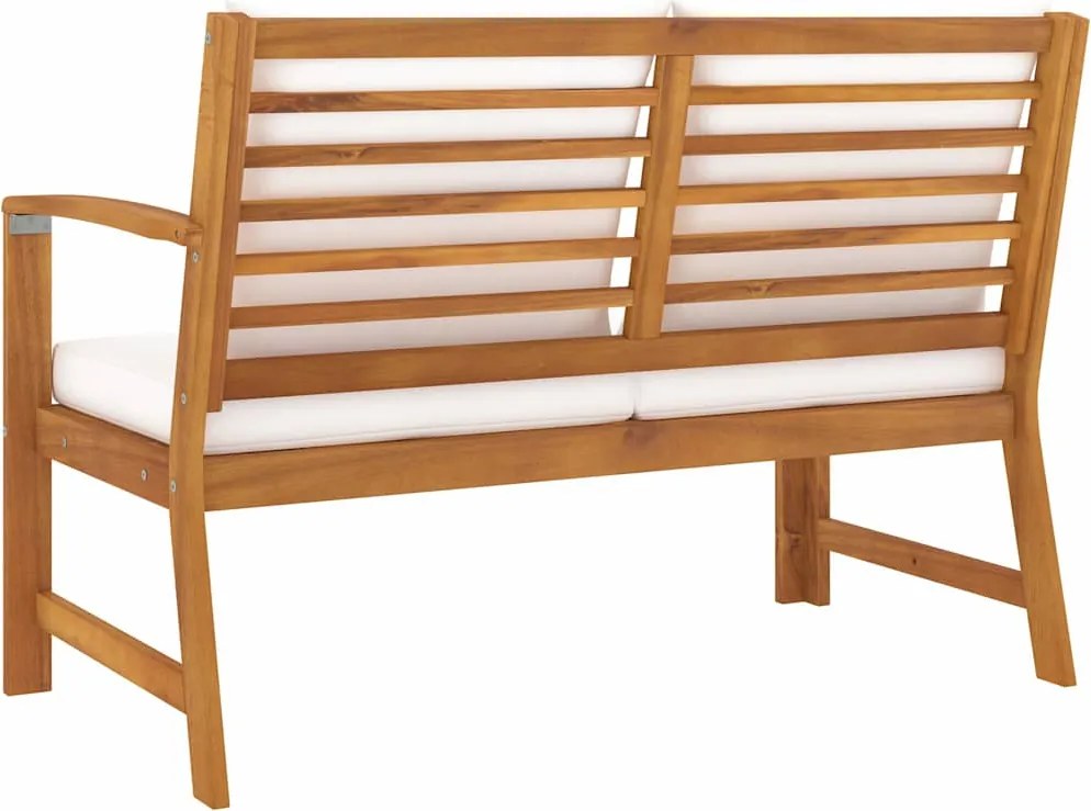 Zahradní lavice 114,5 cm s krémovou poduškou masivní akácie 311838