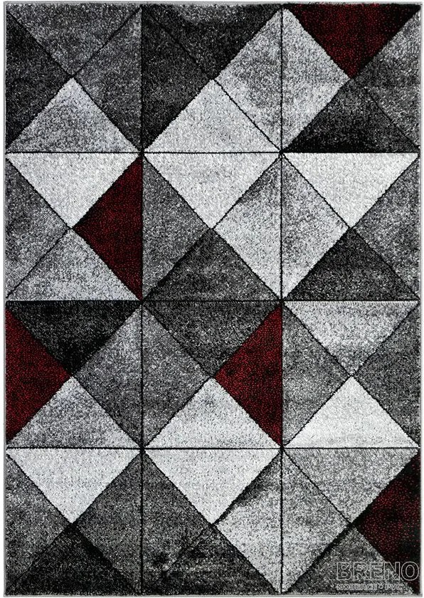 Breno Kusový koberec ALORA A1045 Red, 120x170 cm, Vícebarevné/Šedá