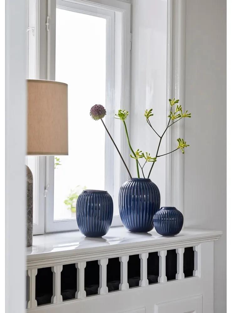 Tmavě modrá kameninová váza Kähler Design Hammershoi, ⌀ 20 cm