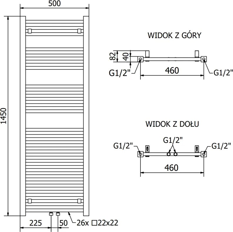 Mexen Pluton topné těleso 1450 x 500 mm, 712 W, černá, W106-1450-500-00-70