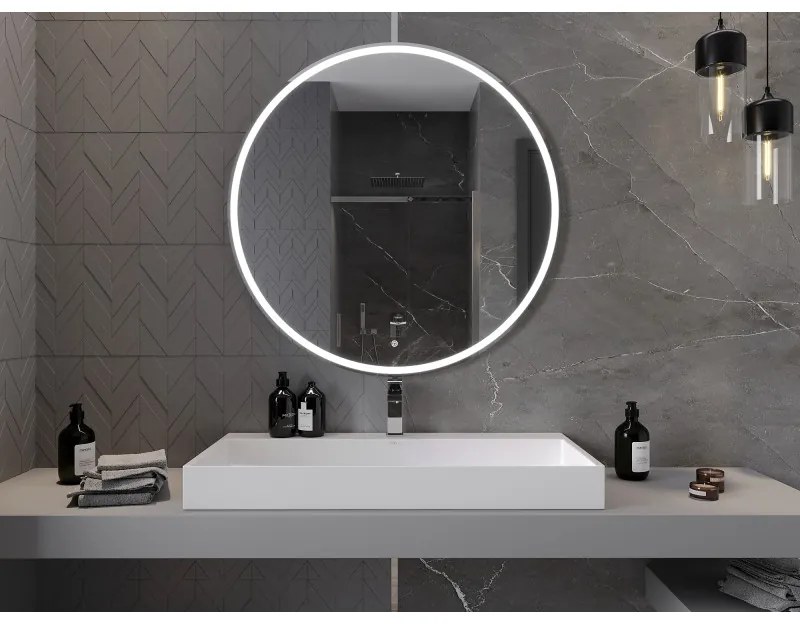 Mexen Gobi, LED kulaté koupelnové zrcadlo s podsvícením 100 cm, 6000K, ochrana proti zamlžování, 9801-100-100-611-00