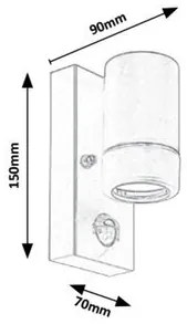 Rabalux MEDINA venkovní nástěnné svítidlo se senzorem 1xGU10/10W/230V černá IP44