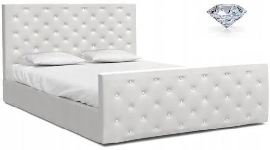 Čalouněná postel VIKI 180x200 Trinity bílá s kovovým roštem