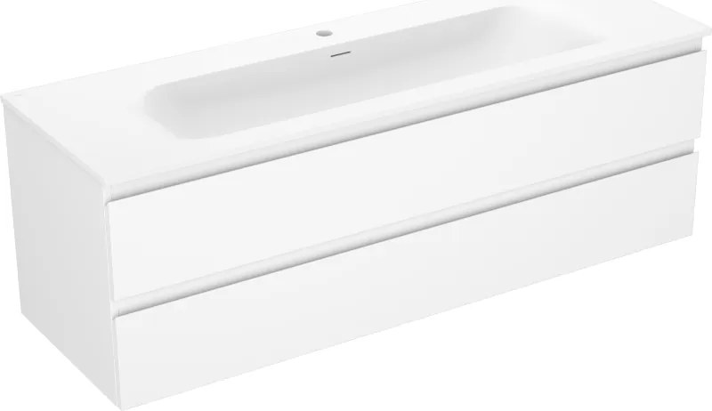 Mexen Orio, koupelnová skříňka 140 cm s umyvadlem Vela, 2 zásuvky, bílá matná, 91A10-14047-2-BFF01-W23M01