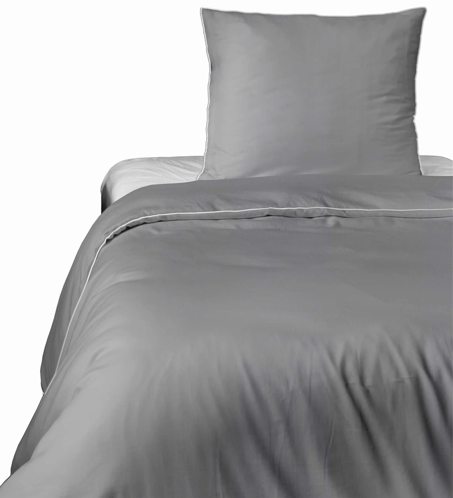 Detexpol Saténové povlečení 140x200 světle šedé s lemováním s jedním povlakem na polštář Mako Satin 62