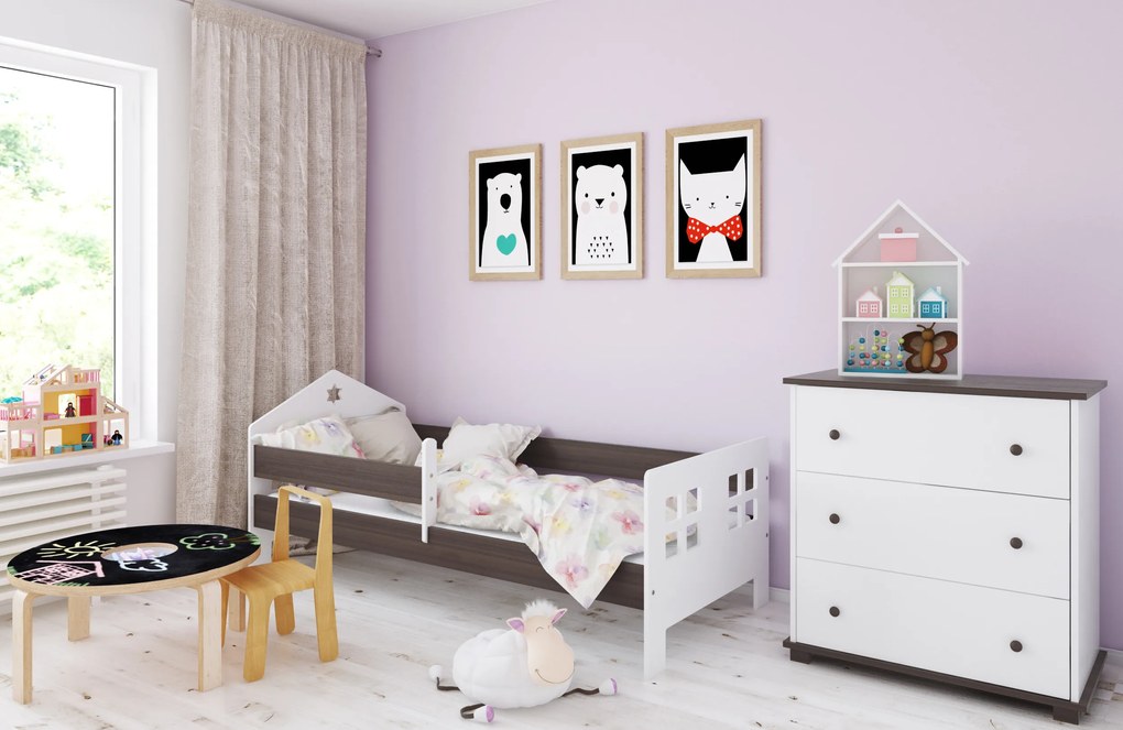 BabyBeds Dětská postel POLA Velikost postele: 180x80 cm, Barevné provedení: Šedá, Úložný prostor: Ne, bez úložného prostoru Bílá