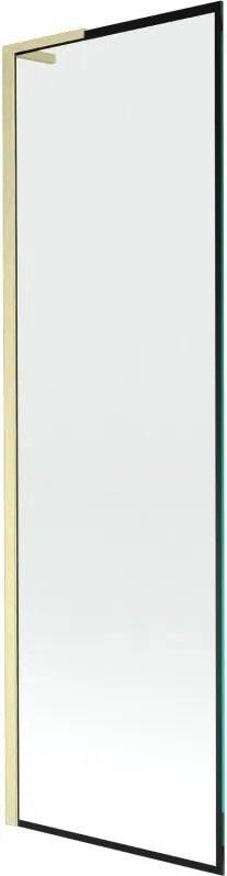 Mexen Next L, 1-křídlová vanová zástěna 60 x 150 cm, 6mm čiré sklo-černý vzor, zlatý matný profil, 895-060-000-03-70-55