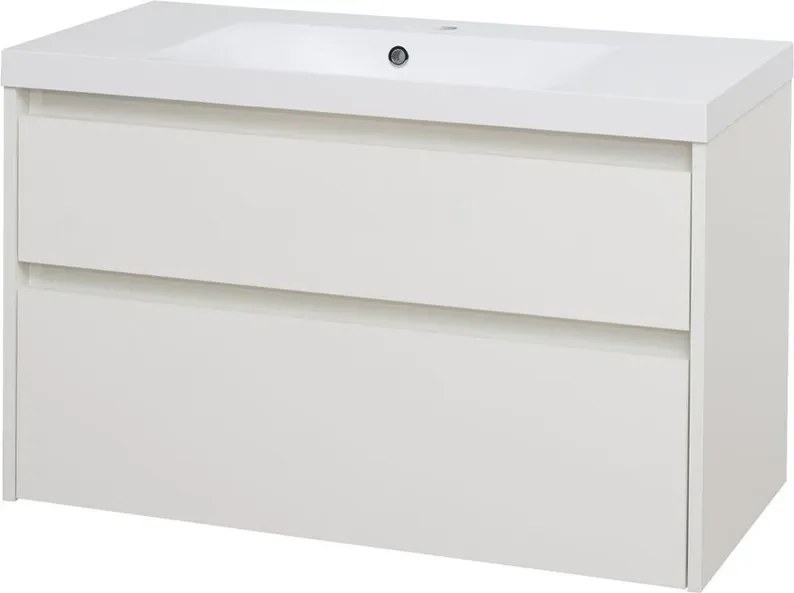 Mereo Mereo, Opto, koupelnová skříňka s umyvadlem z litého mramoru 101 cm, bílá, dub, bílá/dub, černá, CN912M