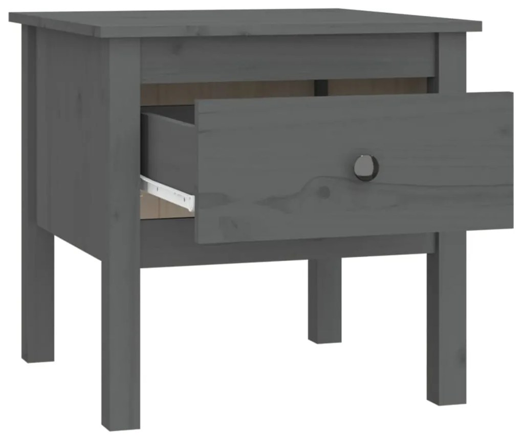 Odkládací stolek šedý 50 x 50 x 49 cm masivní borovice - Default Title