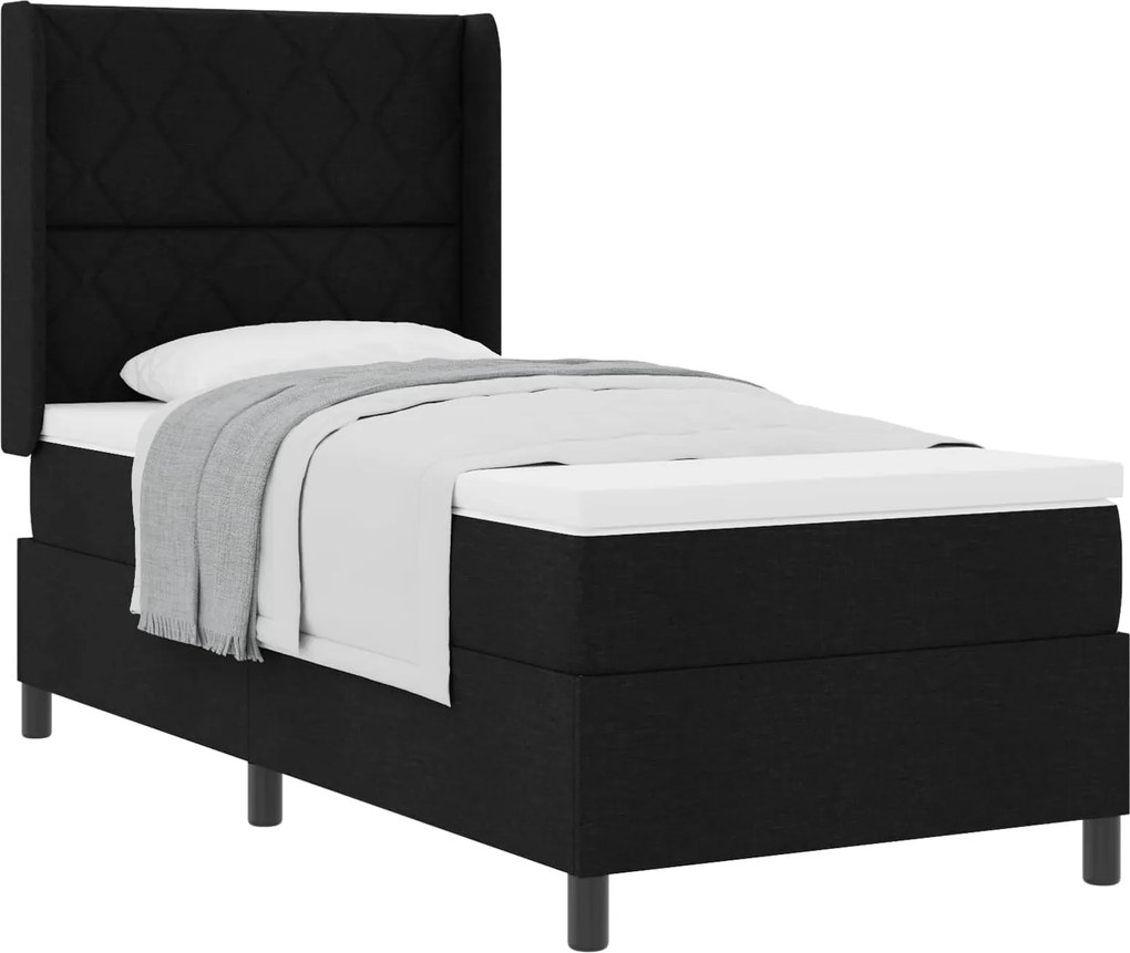 Postel s boxspringem s polštářem Černý 200 x 100 cm textil 3341695
