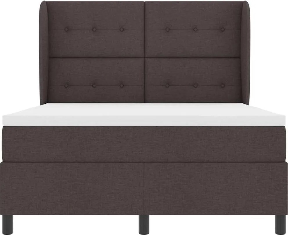 Postel s boxspringem s čelo Tmavě hnědá 140 x 190 cm textil 3340560