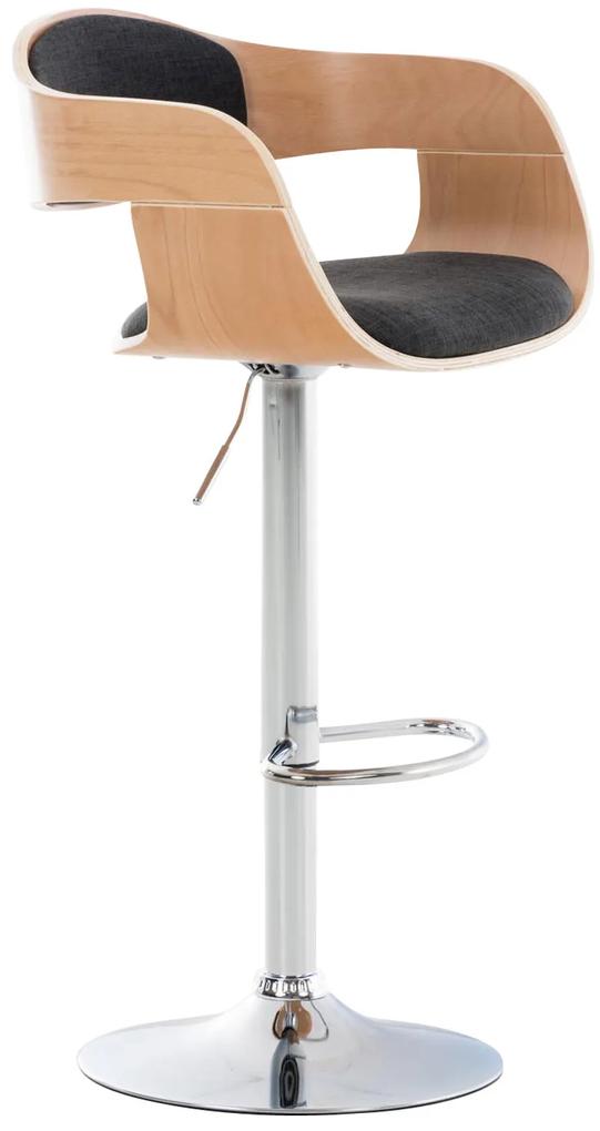 Barová židle King ~ látka, dřevo natur - Tmavě šedá