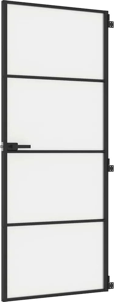 Interiérové dveře úzké černé 83x201,5 cm tvrzené sklo a hliník 155119