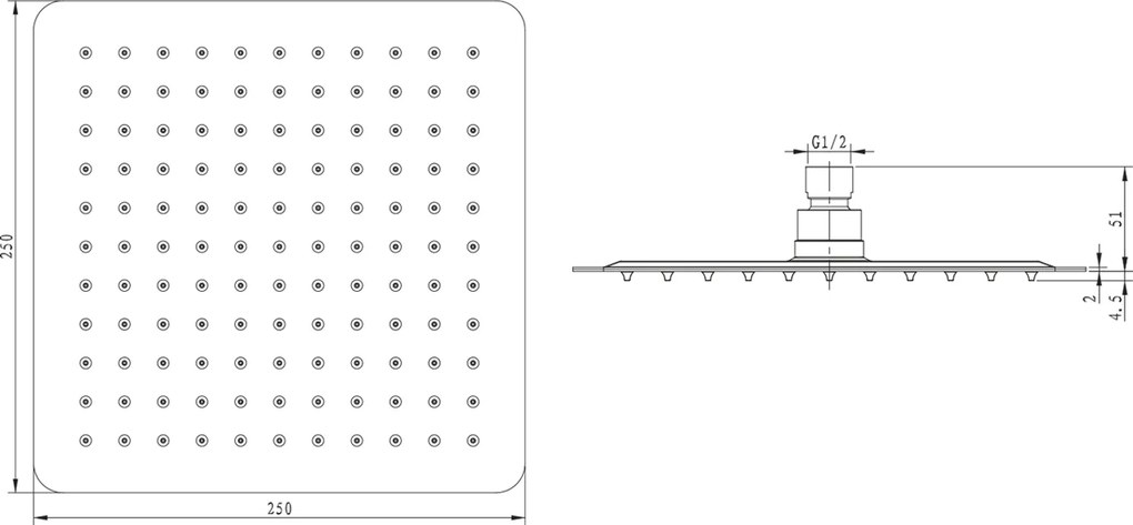Sapho Slim MS564 hlavová sprcha 25 cm nerez