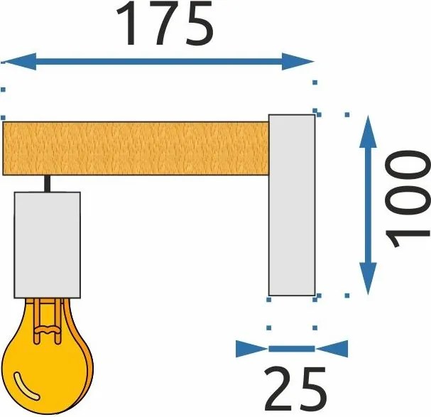 Nástěnné svítidlo CABLE - dřevo/kov - černé