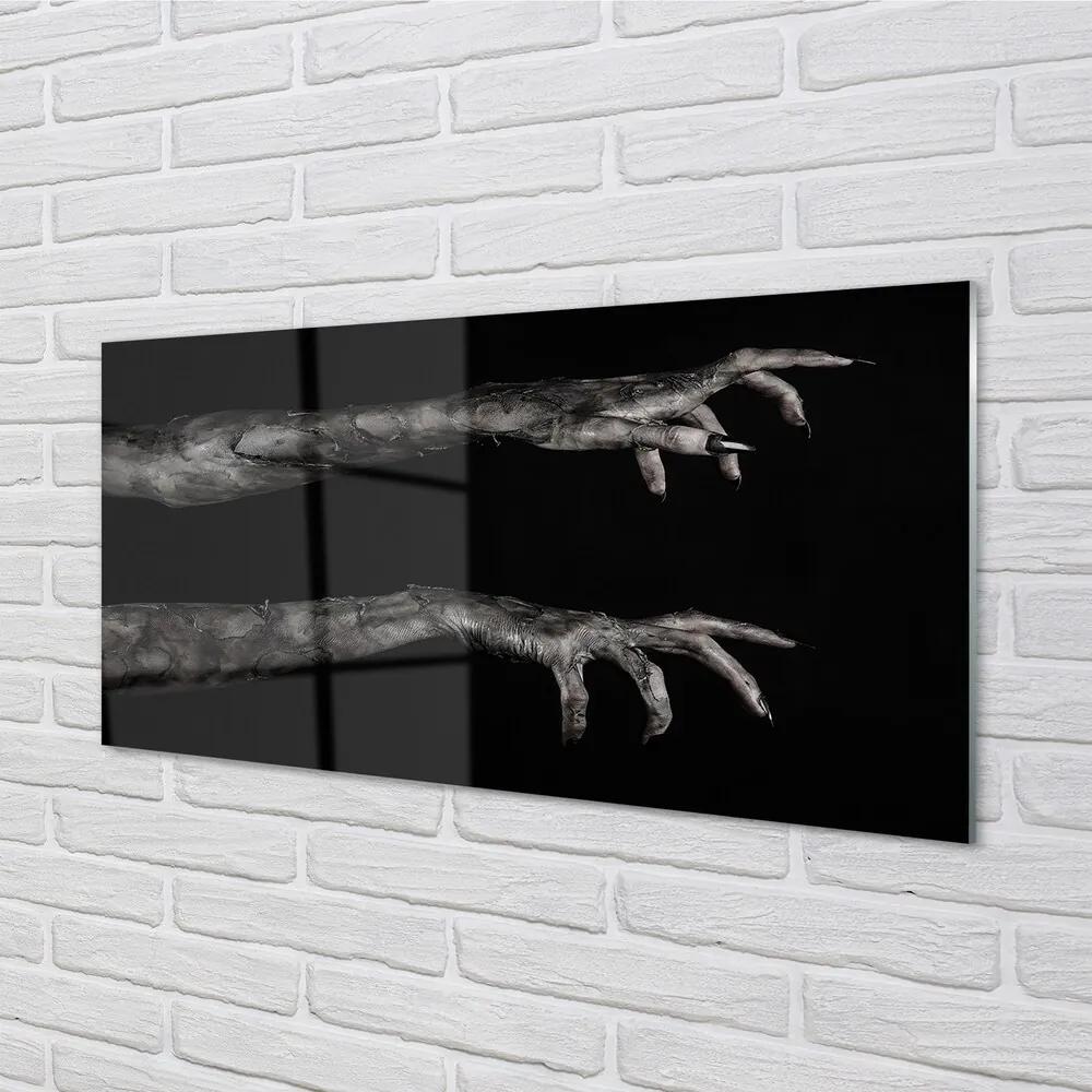 Obraz na skle Černé pozadí špinavé ruce 125x50 cm