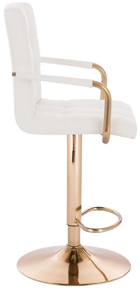 LuxuryForm DESIGN Barová židle VERONA GOLD na zlaté kulaté podstavě - bílá
