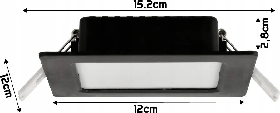 LED panelové stropní svítidlo pro zapuštěnou montáž 6W, černé čtvercové, 4000K
