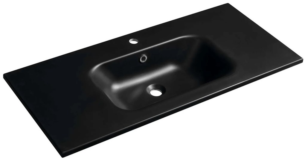 Sapho - Umyvadlo, 46x101 cm, s přepadem, otvor pro baterii, černá SD101B