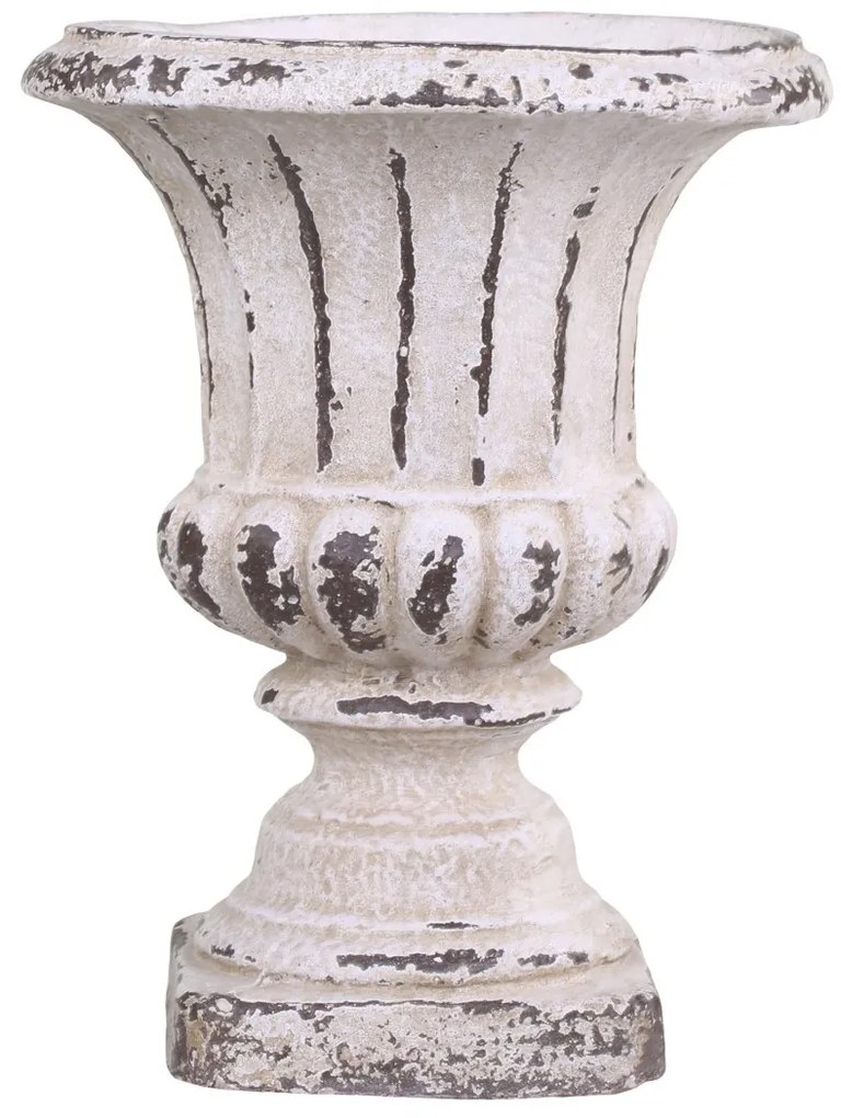 Krémový antik obal na květináč/ váza s patinou  - Ø 23*30cm