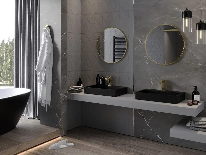 Mexen Loft, kulaté koupelnové zrcadlo 60 cm, barva rámu zlatá lesklá, 9850-060-060-000-50
