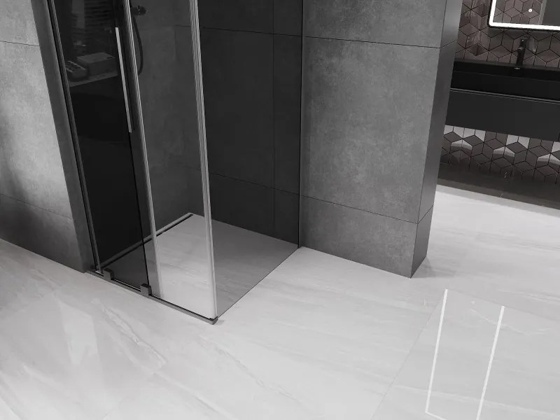 Mexen Velar L, sprchový kout s posuvnými dveřmi 100 x 100 cm, 8mm šedé sklo, grafit broušený, 871-100-100-43-66