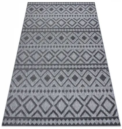 Koberec Strukturální SOLE D3852 Boho, diamanty - ploché tkaní šedá