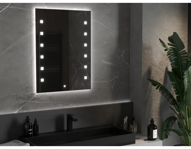 Mexen Ner, LED koupelnové zrcadlo s podsvícením 60x80 cm, 6000K, ochrana proti zamlžování, 9809-060-080-611-00