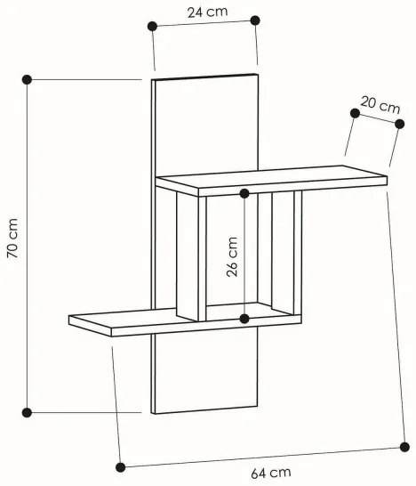 Nástěnná police MILL 70x64 cm antracit