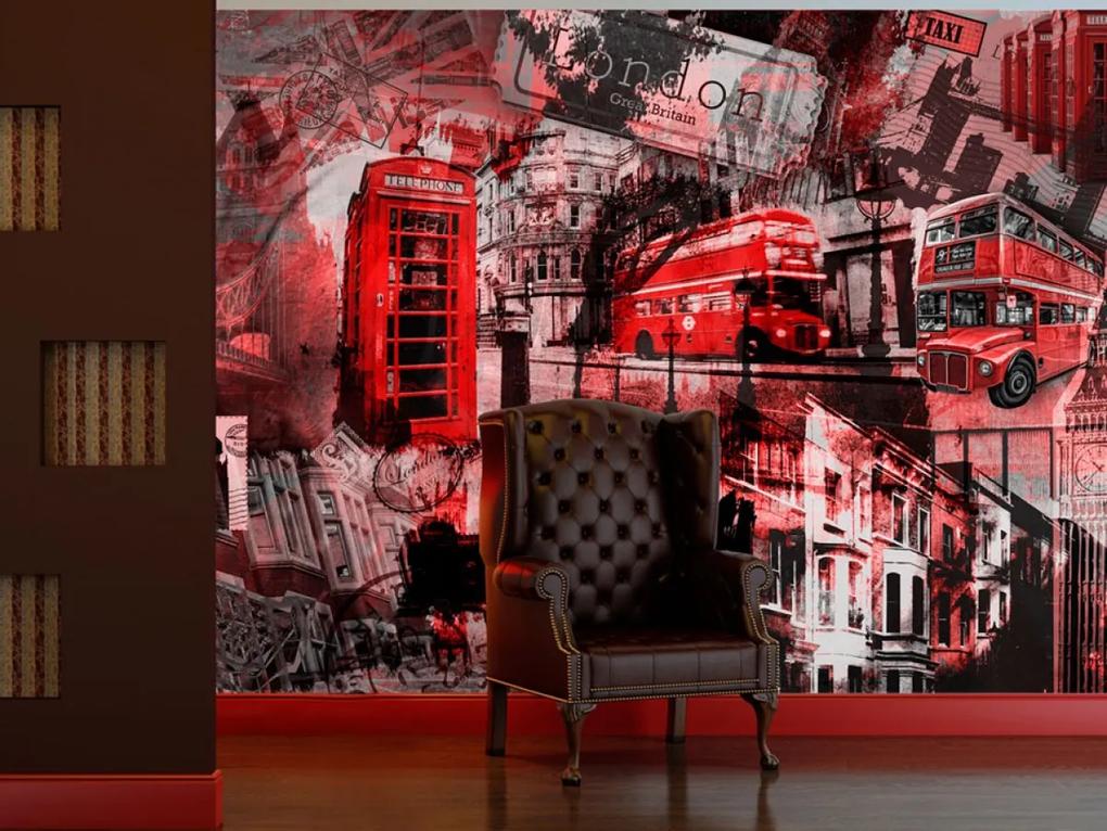 Tapeta červený Londýn (150x116 cm) - Murando DeLuxe