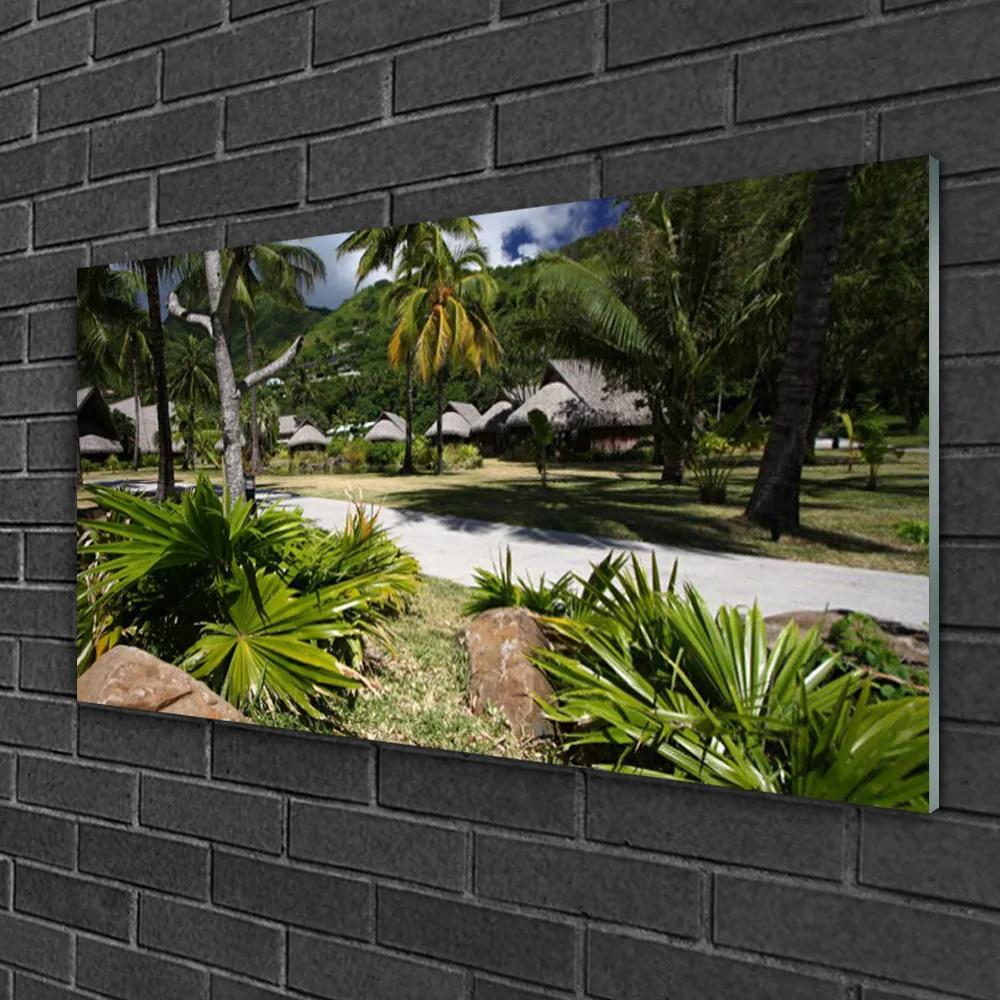 Obraz na skle Listy Palmy Stromy Příroda 125x50 cm
