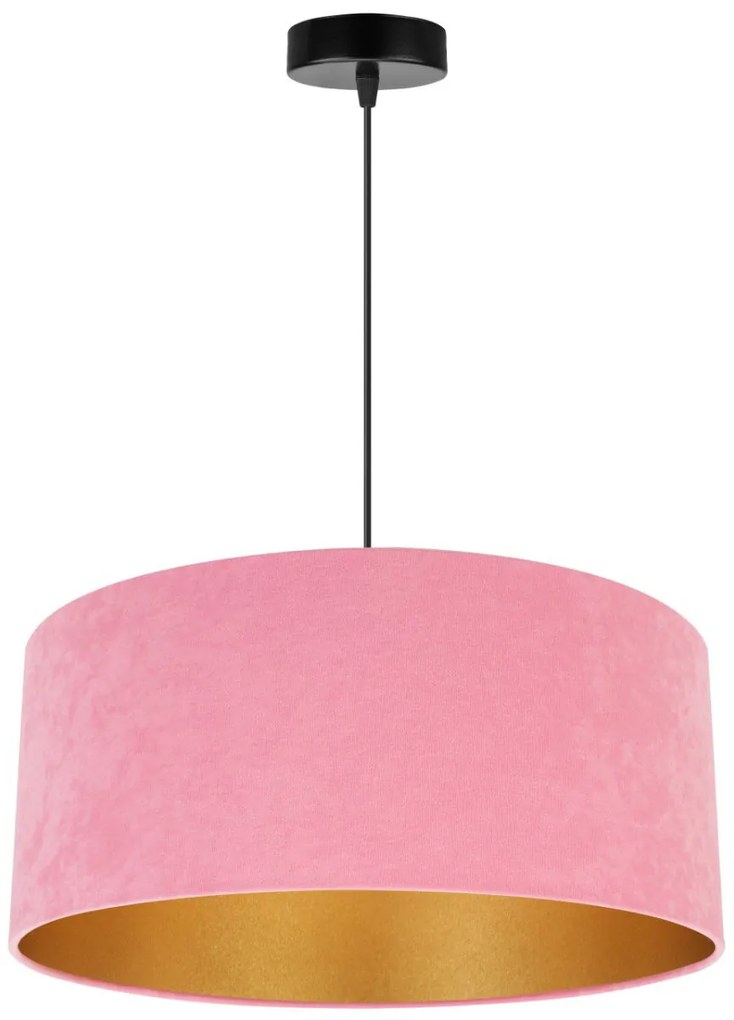 Závěsné svítidlo Mediolan, 1x růžové/zlaté textilní stínítko, (výběr ze 2 barev konstrukce), (fi 44cm)