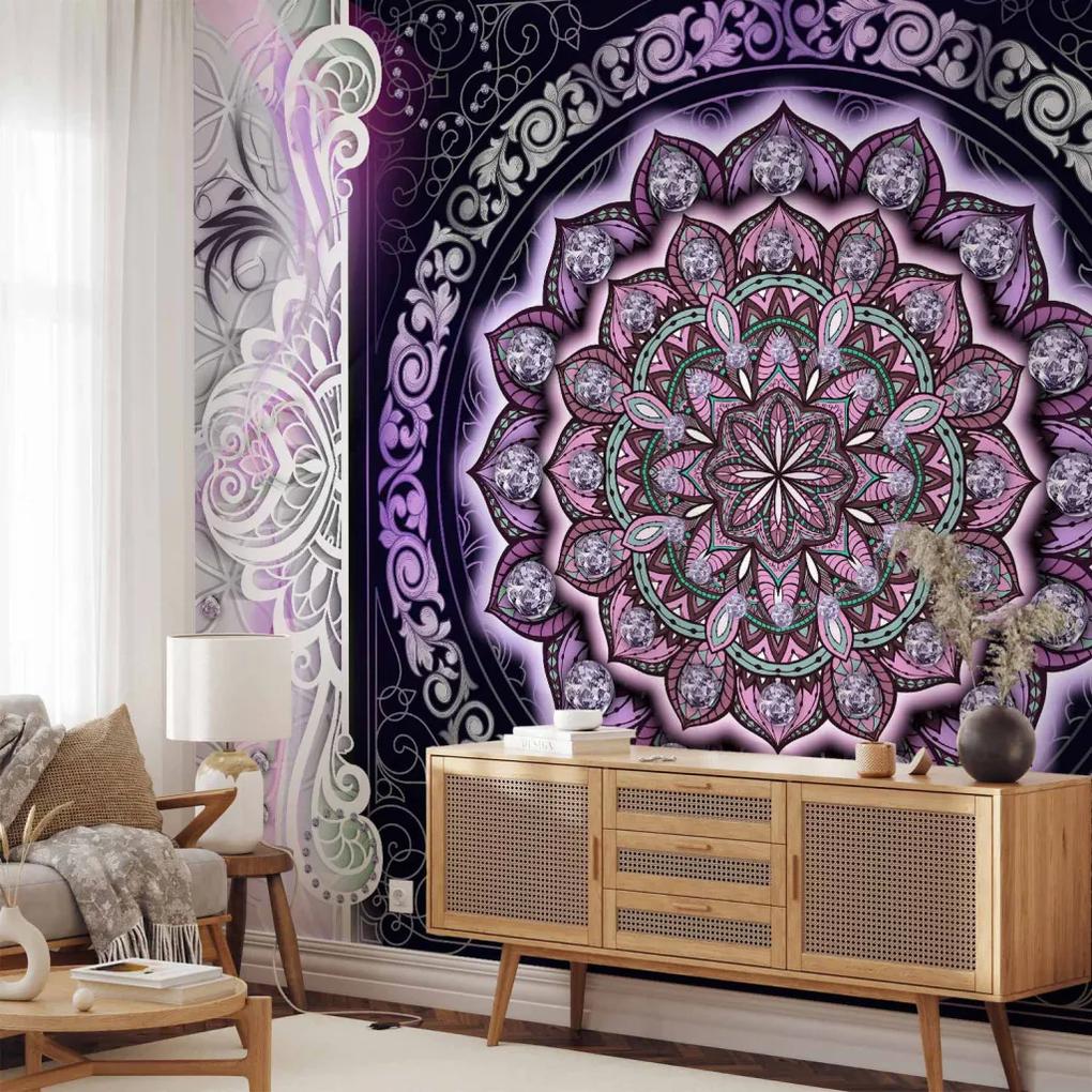 Fototapeta Vitráž v fialových - abstraktní Mandala v designu na pozadí ozdob